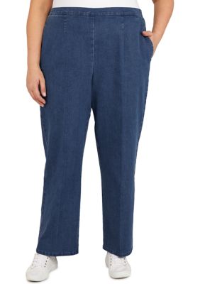 Alfred Dunner Plus Size Lake Placid Pull-On Straight Leg Jeans | belk