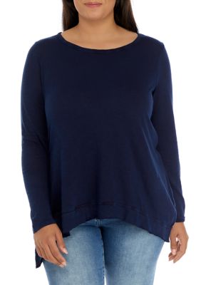 Wonderly Women's Long Sleeve Shark Bite Hem Top | belk
