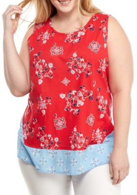 New Directions® Weekend Plus Size Printed Woven Top | belk