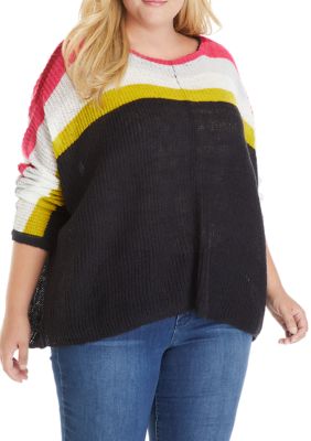 TRUE CRAFT Plus Size Boat Neck Striped Sweater | belk