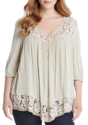 Karen Kane Plus Size Lace Insert Top | belk