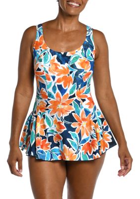 Maxine of Hollywood Women's Joyful Blooms Princess Seam One Piece ...