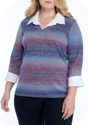 Kim Rogers® Plus Size 2fer Ombre Sweater Shirt Combo | belk