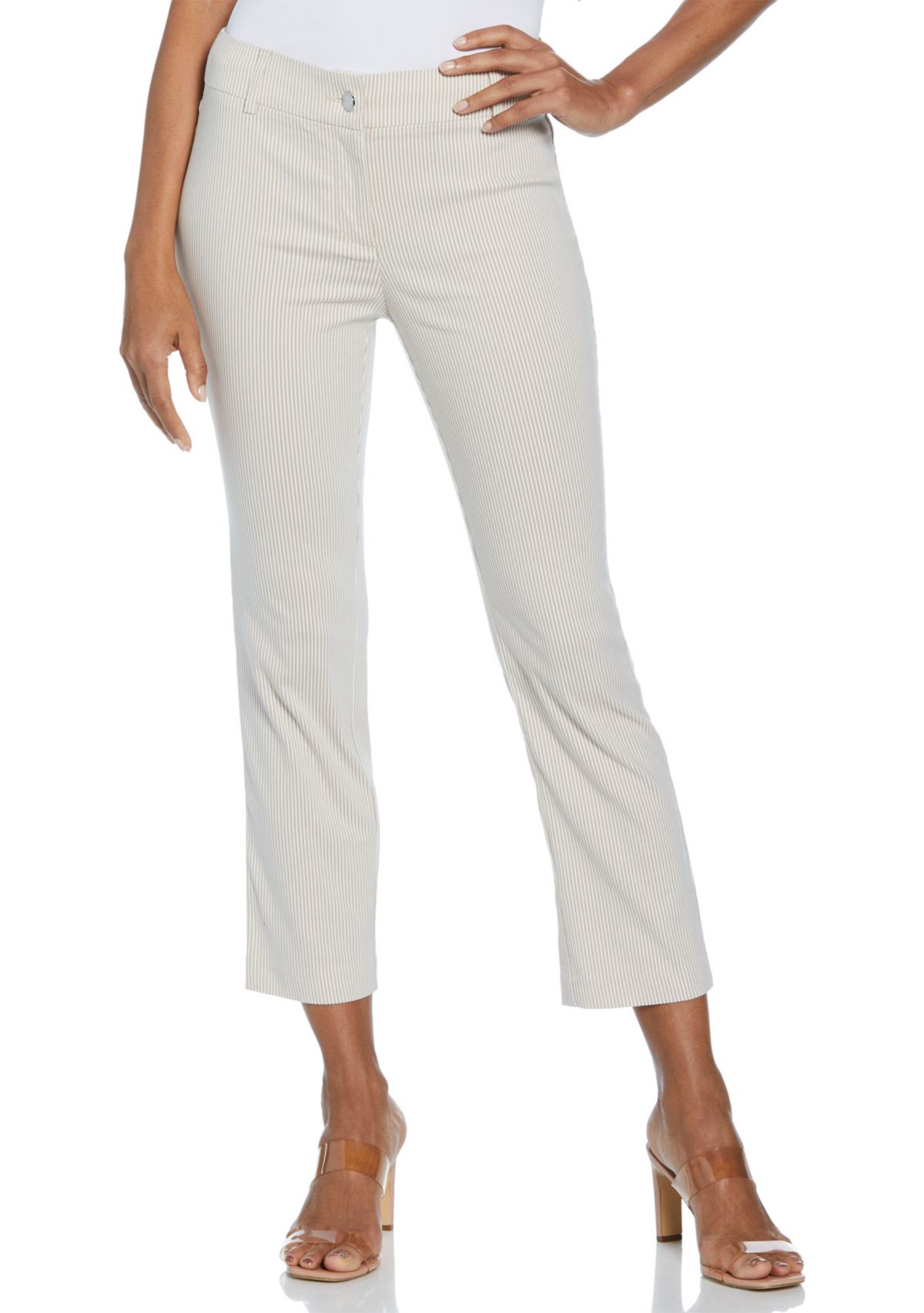 ELLA Rafaella Petite Tan Stripe Back Yoke Pants | Belk