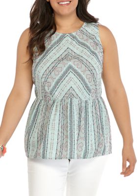 TRUE CRAFT Plus Size Jacquard Popover Top | belk