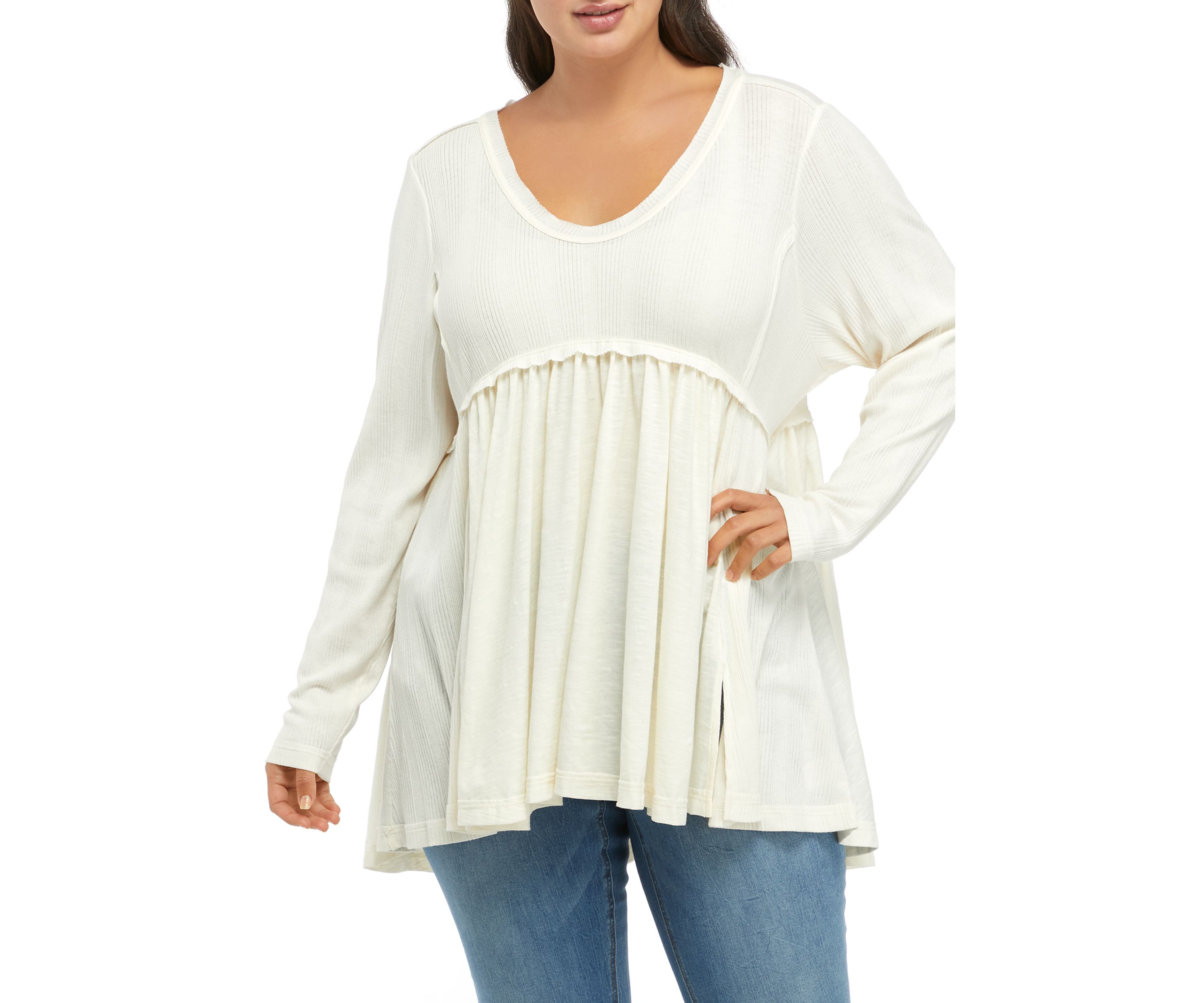 TRUE CRAFT Plus Size Waffle Mix Top | Belk