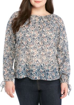 TRUE CRAFT Plus Size Crochet Sleeve Top | belk