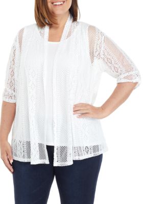 Kim Rogers® Plus Size Lace 2Fer Top | belk