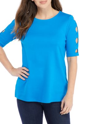 Kim Rogers® Women's Ladder Elbow Sleeve Top | belk