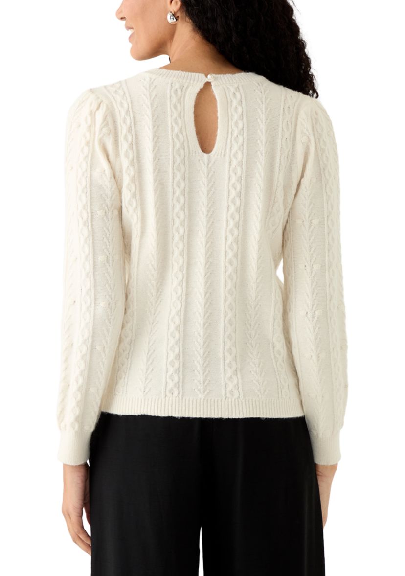 Single Thread Women's Long Sleeve Keyhole Back Popcorn and Cable ...