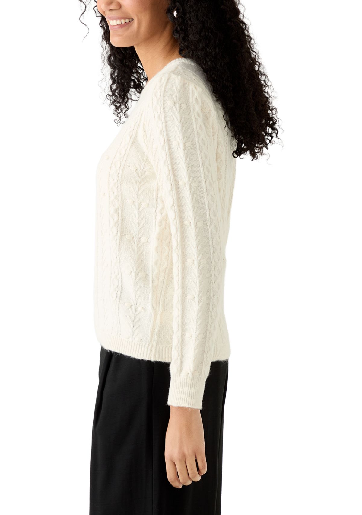 Single Thread Women's Long Sleeve Keyhole Back Popcorn and Cable ...