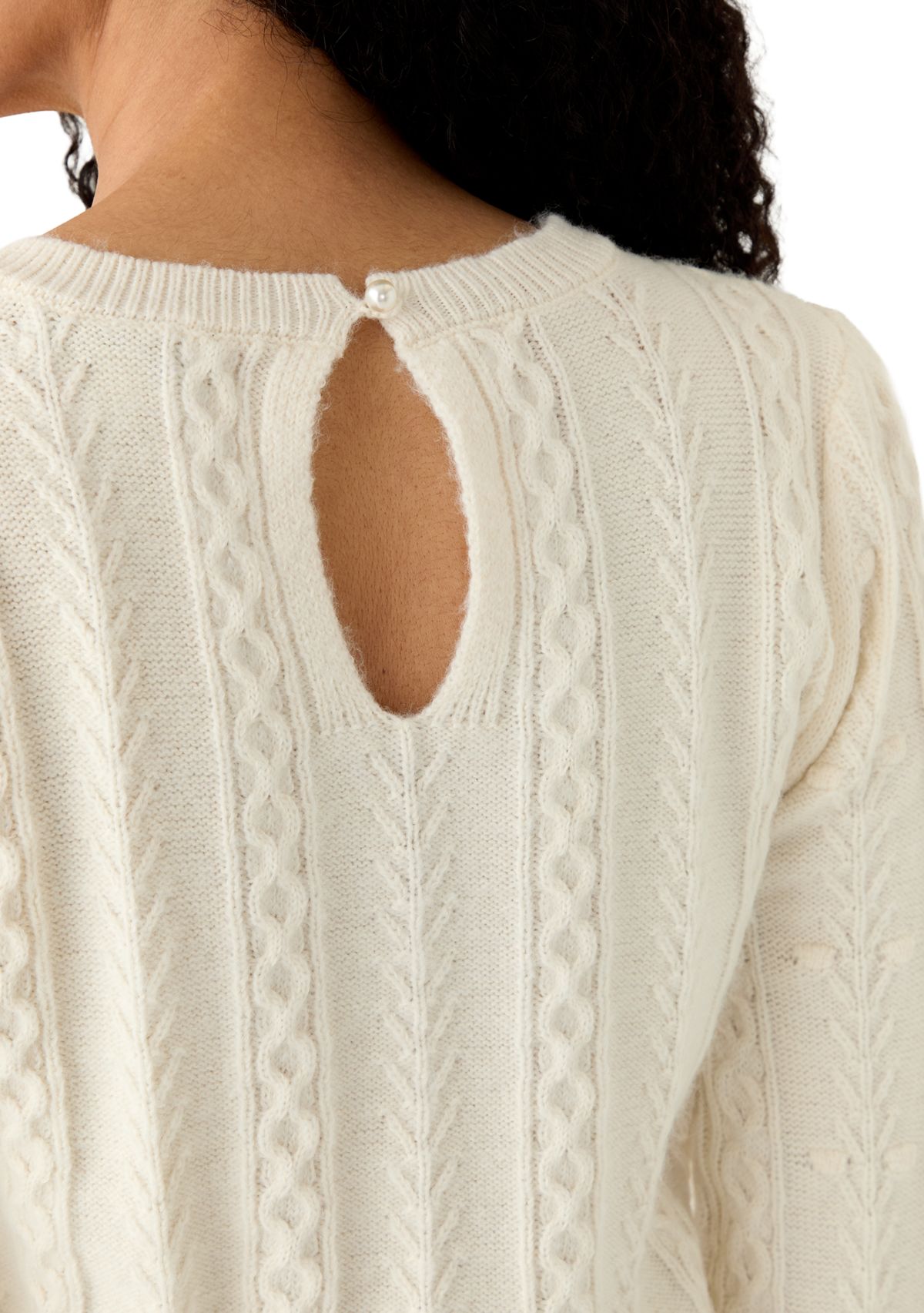 Single Thread Women's Long Sleeve Keyhole Back Popcorn and Cable ...
