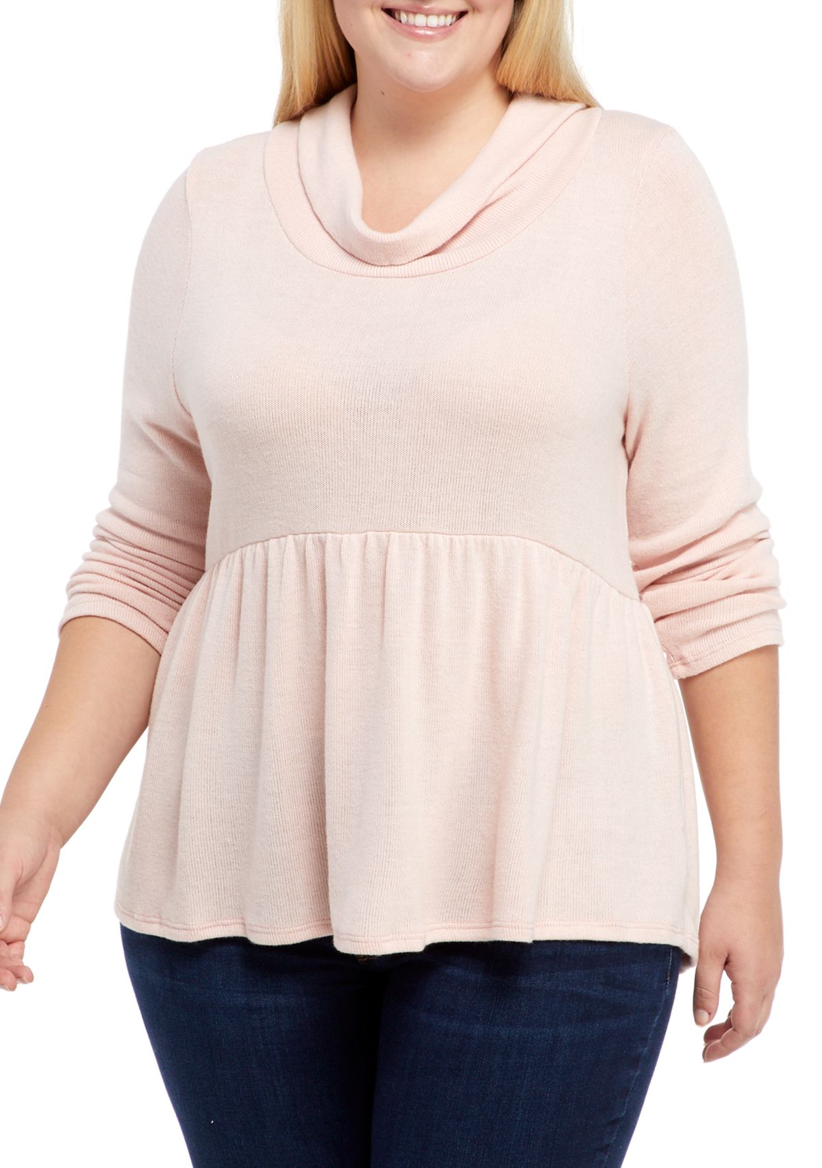 Eyeshadow Plus Size Cowl Neck Peplum Top | Belk