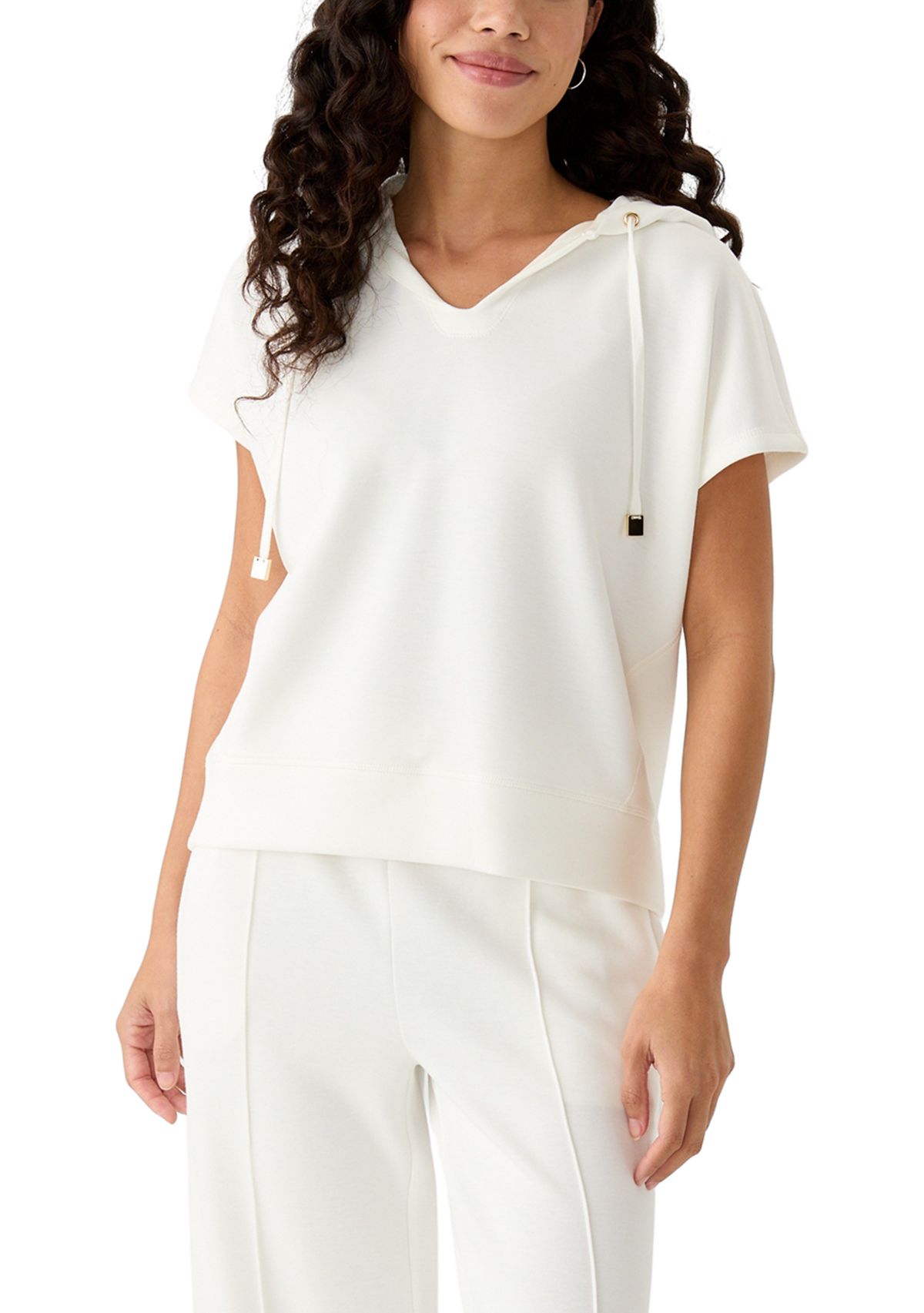 Philosophy Petite Extended Shoulder V-Neck Hooded Top | Belk
