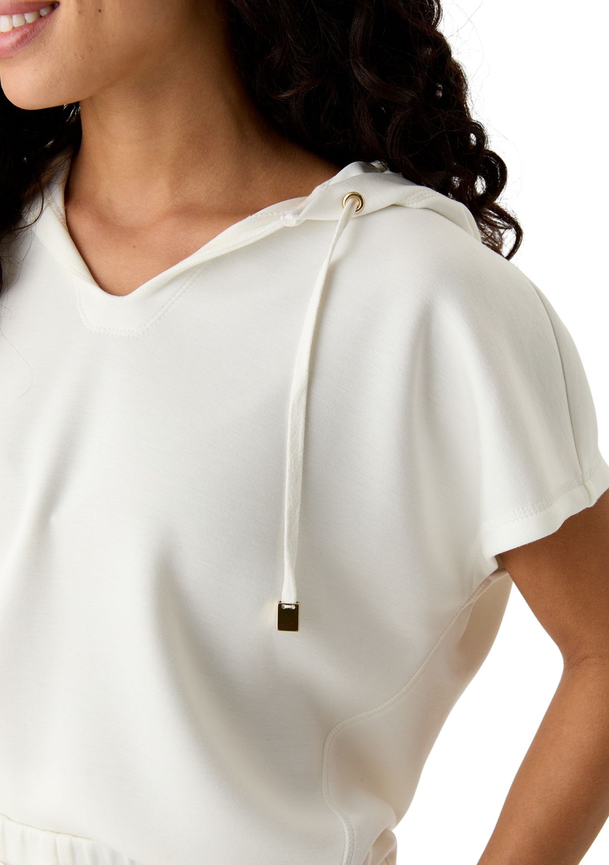 Philosophy Petite Extended Shoulder V-Neck Hooded Top | Belk