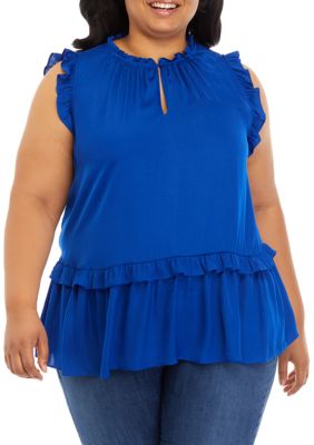 Philosophy Plus Size Sleeveless Tiered Airflow Woven Top | Belk