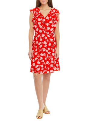 Grace Elements Petite Sleeveless V-Neck Dress with Ruffles | belk