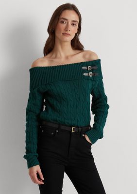 Lauren Ralph Lauren Off the Shoulder Cable Knit Sweater | belk