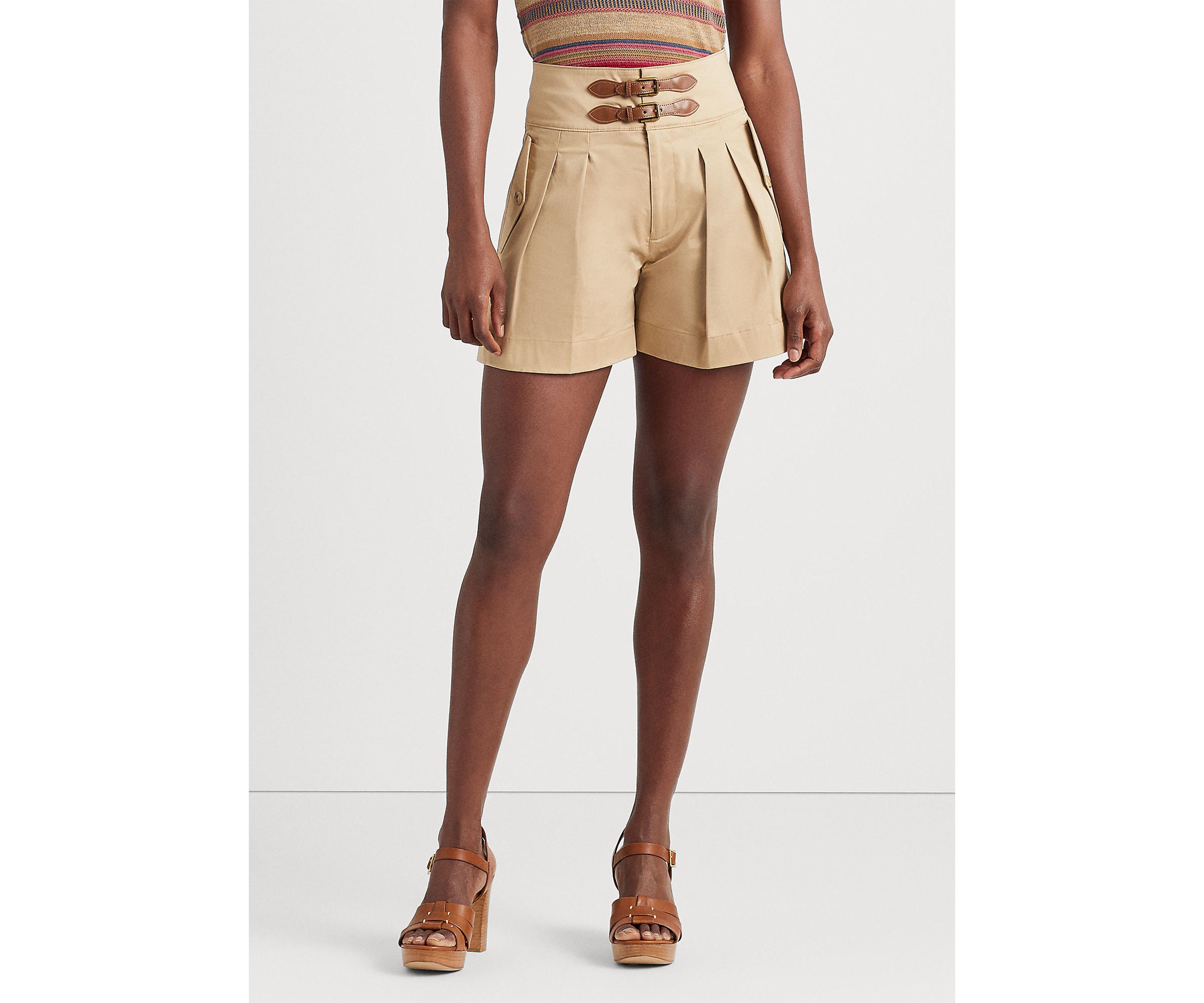 Lauren Ralph Lauren Buckle Trim Sateen Shorts | Belk