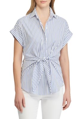 Lauren Ralph Lauren Striped Tie Front Cotton Shirt Belk