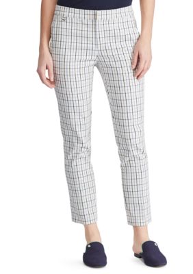 Lauren Ralph Lauren Tattersall Cotton Twill Skinny Pants | belk