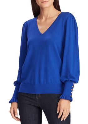 Lauren Ralph Lauren Buttoned Cuff Long Sleeve Sweater | belk