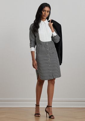 Lauren Ralph Lauren Striped Bib Front Broadcloth Shirtdress | belk