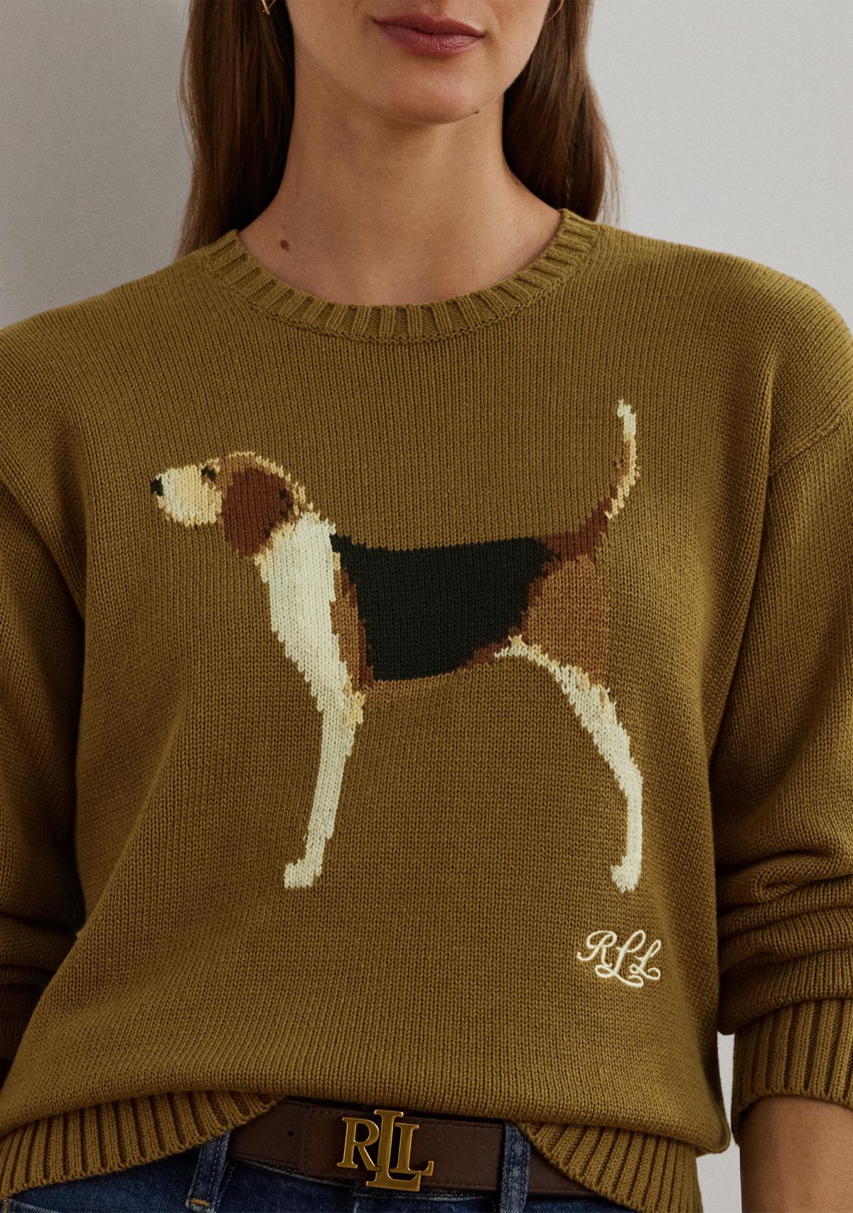 Lauren Ralph Lauren Intarsia Knit Beagle Cotton Sweater | Belk