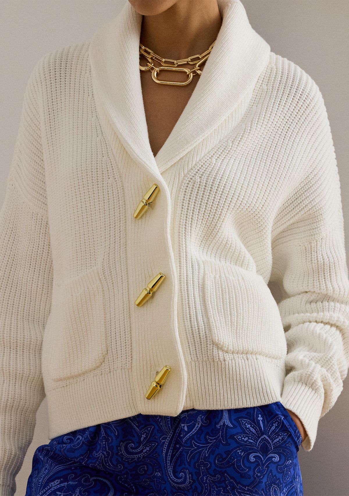 Lauren Ralph Lauren Rib-Knit Shawl-Collar Toggle Cardigan | Belk