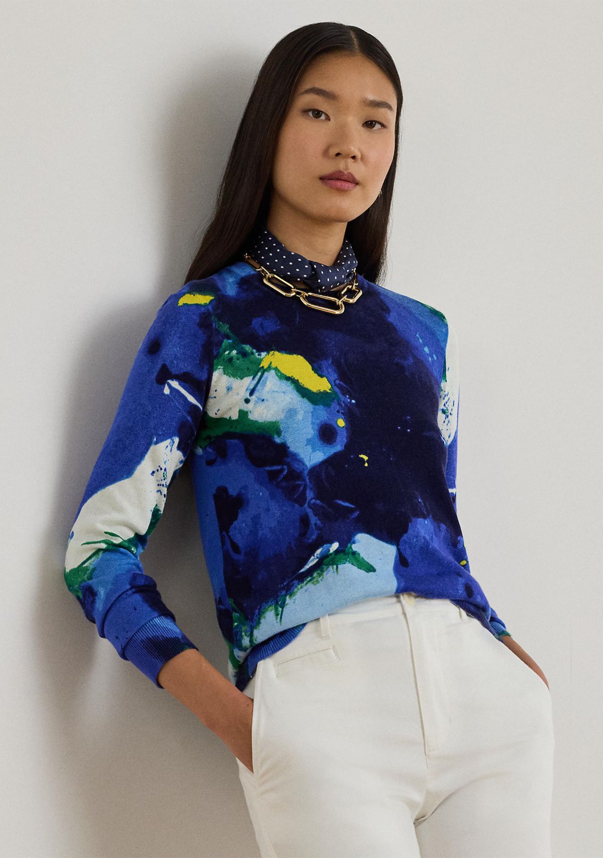 Lauren Ralph Lauren Abstract-Motif Cotton-Blend Sweater | Belk
