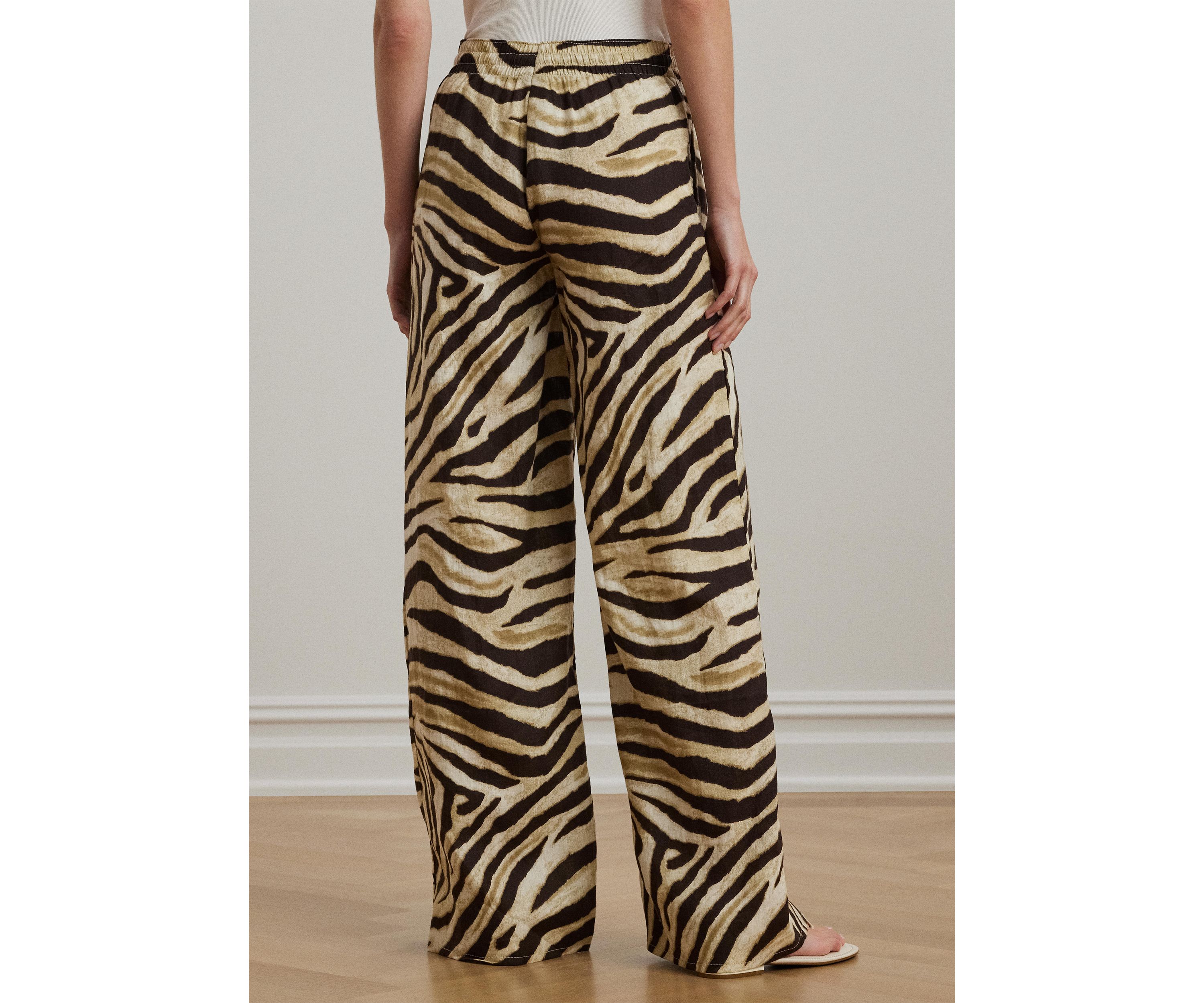 Lauren Ralph Lauren Petite Zebra-Print Linen Wide-Leg Pants | Belk