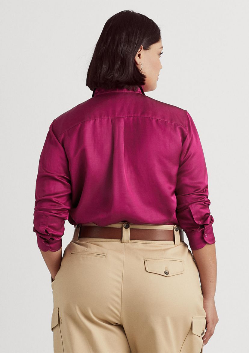 Lauren Ralph Lauren Plus-Size Satin Shantung Shirt | Belk