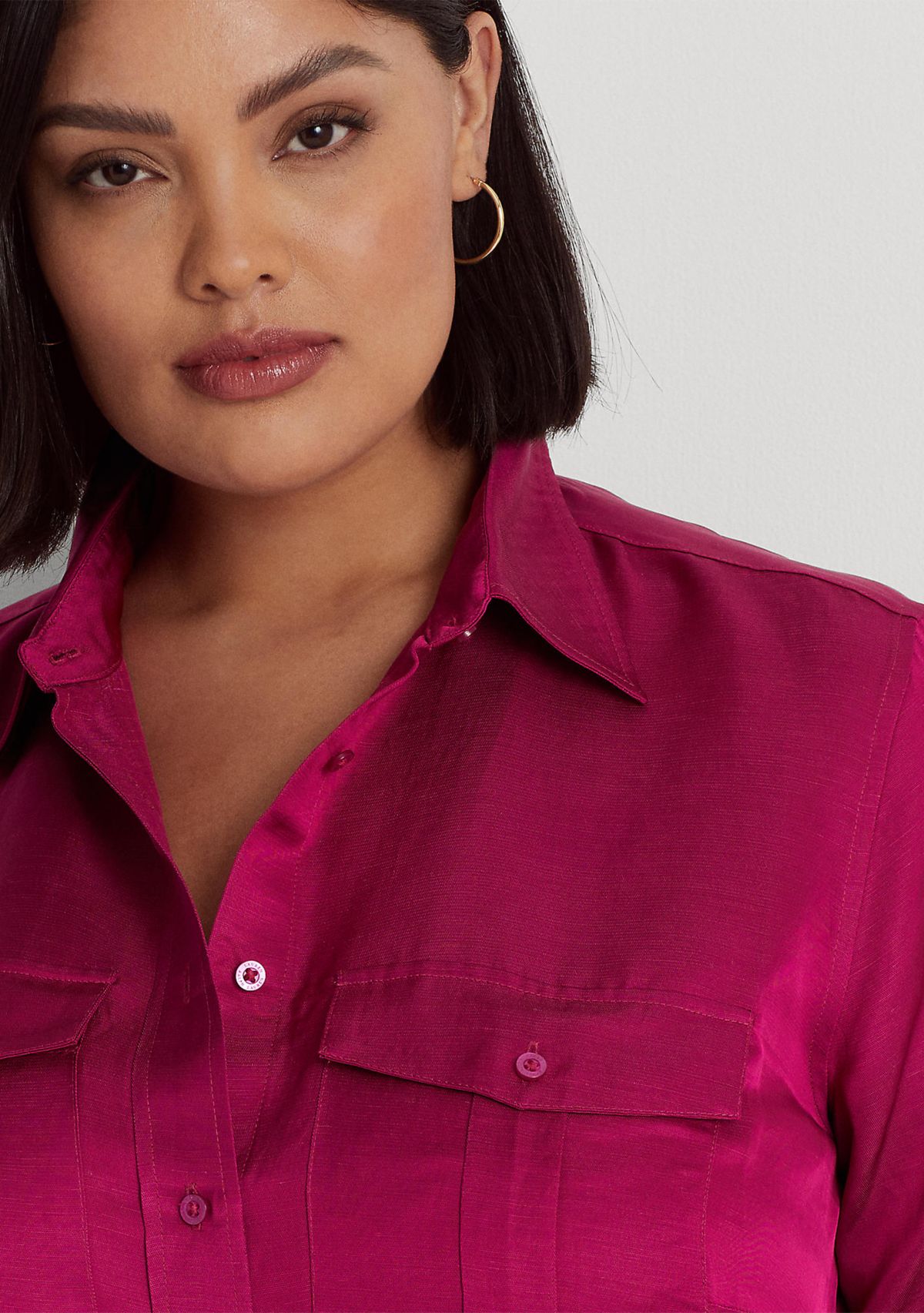 Lauren Ralph Lauren Plus-Size Satin Shantung Shirt | Belk