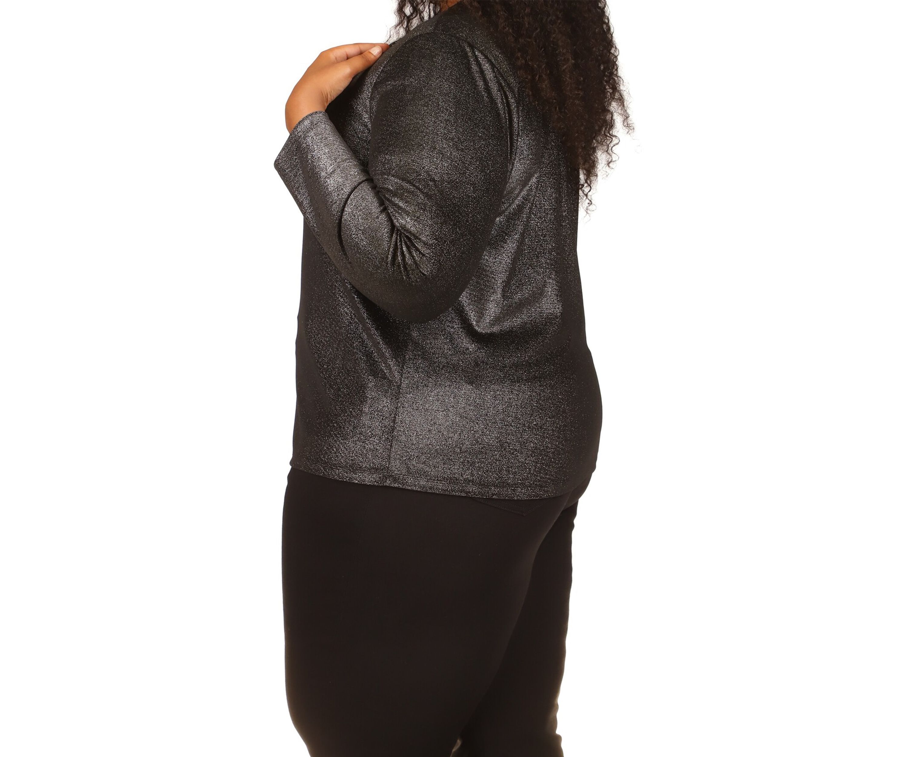 MICHAEL Michael Kors Plus Size Sparkle Chain Neck Long Sleeve Top | Belk