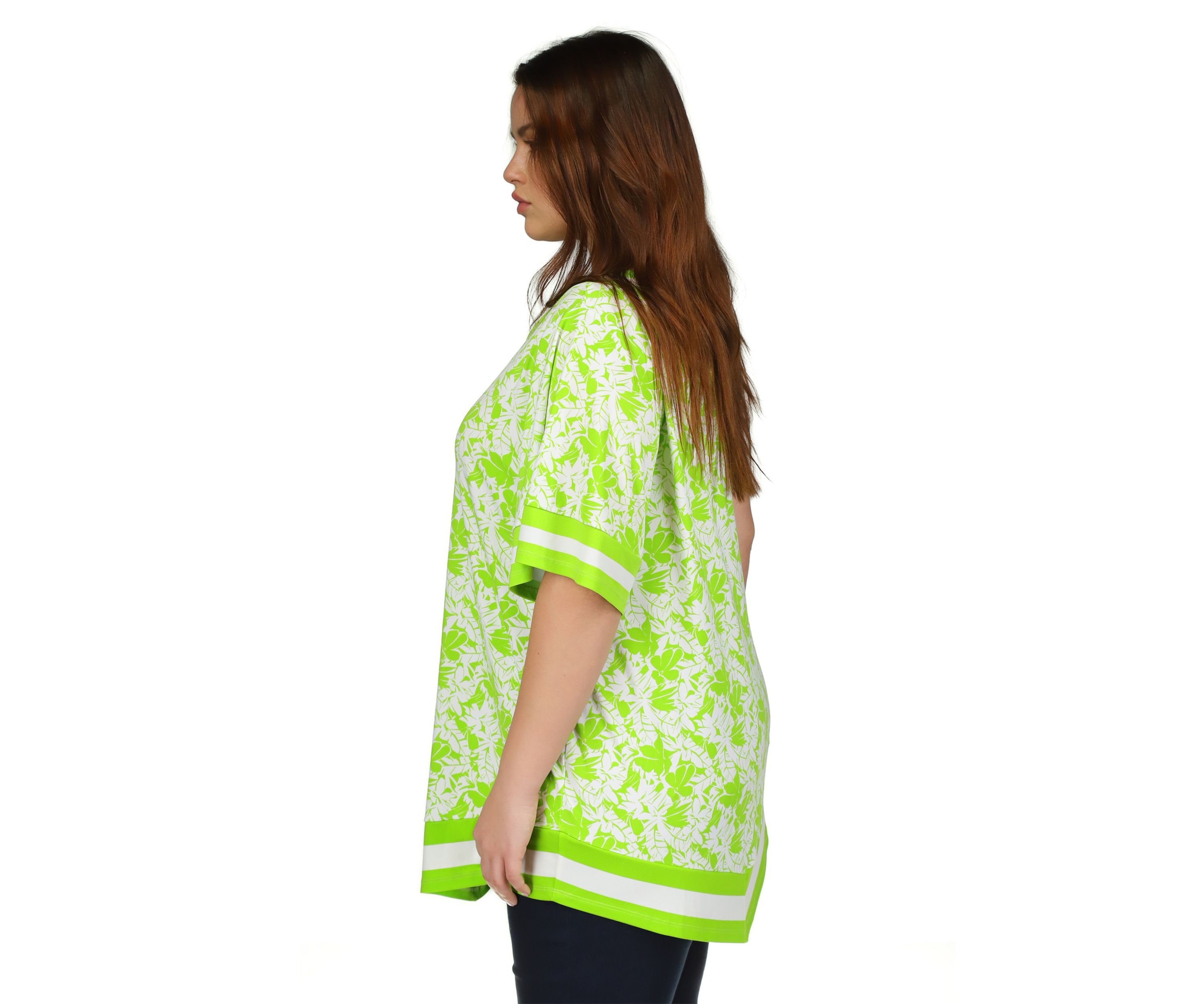 MICHAEL Michael Kors Plus Size One Shoulder Border Printed Top | Belk