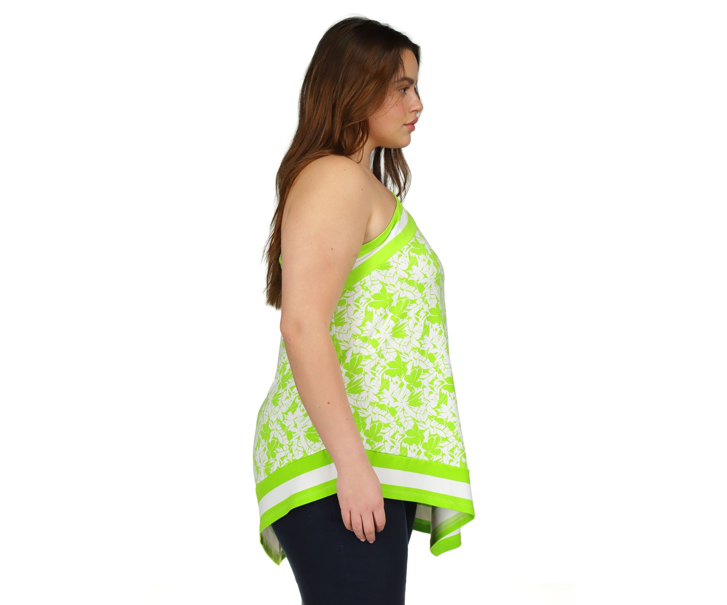 MICHAEL Michael Kors Plus Size One Shoulder Border Printed Top | Belk