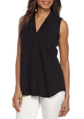 Calvin Klein Pleated V Neck Blouse Belk