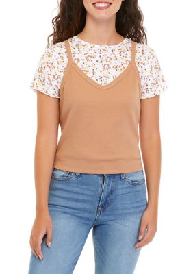 CHANCE OR FATE Juniors' Short Sleeve 2Fer Top | belk