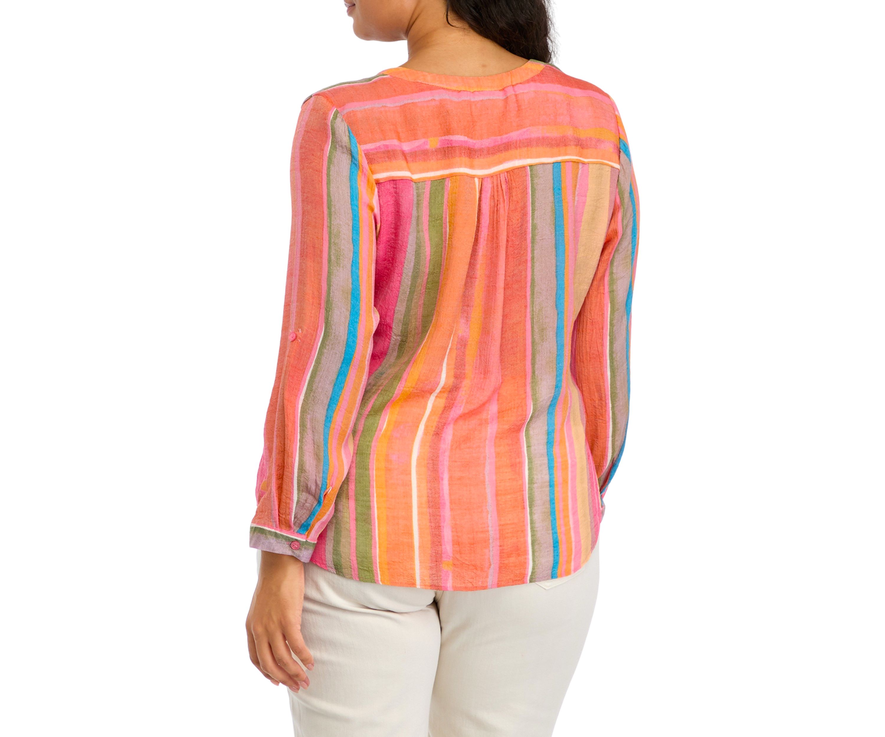 ZAC & RACHEL Plus Size Roll Tab Tie Front Woven Shirt | Belk