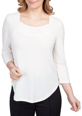 Ruby Rd Women's Spot On Solid Square Neck Stretch Top | belk