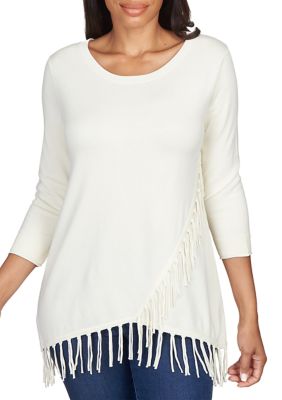 Ruby Rd Women's Fringe Stretch Pullover Sweater | belk
