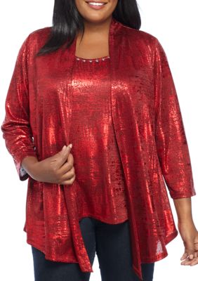 Ruby Rd Plus Size Foil 2fer Top Belk
