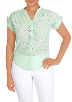 Ruby Rd Women's Woven Front Stripe Top | belk