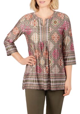Ruby Rd Women's Patchwork Pleated Top | belk