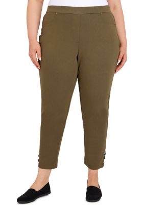 Ruby Rd Plus Size Button Hem Knit Twill Pants | belk