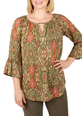 Ruby Rd Plus Size Metallic Woven Ikat Top | belk