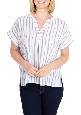 Ruby Rd Women's Woven Metallic Stripe Top | belk