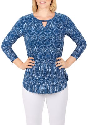 Ruby Rd Women's Puff Print Diamond Top | belk