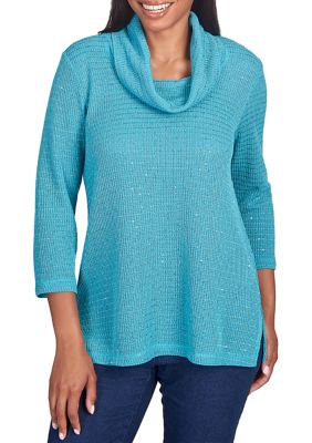Ruby Rd Women's Sequin Knit Cowl Neck Top | belk