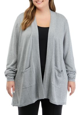 Ruby Rd Plus Size Open Front Metallic Cardigan | belk